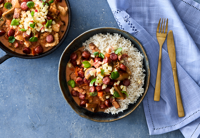 Opskrift på Vikingegryde med Sønderjysk Grillpølse og bacon